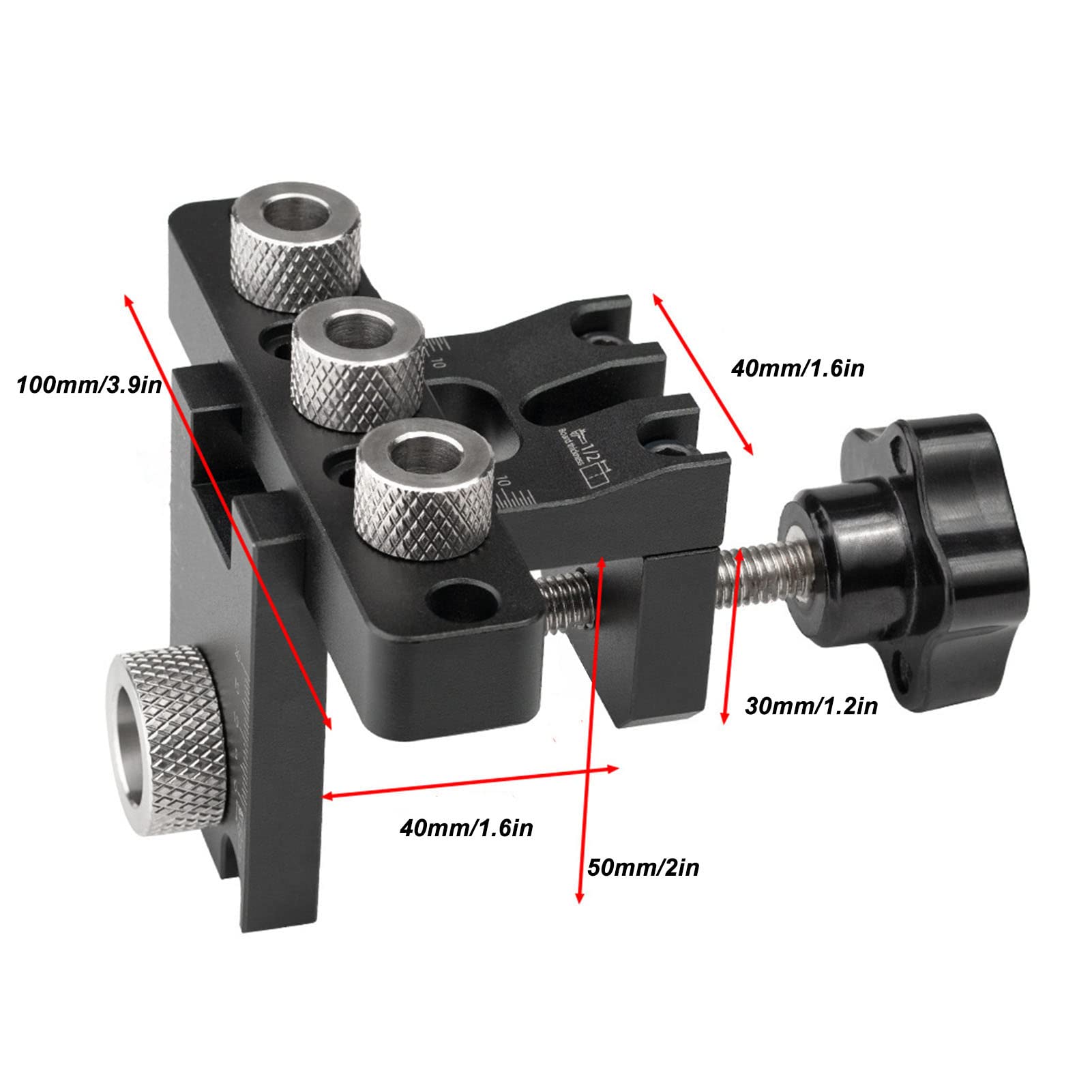 Dowel Drill Guide Kit, Doweling Jig Hole Puncher 3 in 1 Stable Resistant Accurate Aluminum Alloy with 8mm 10mm 15mm Drill Bit for Woodworking