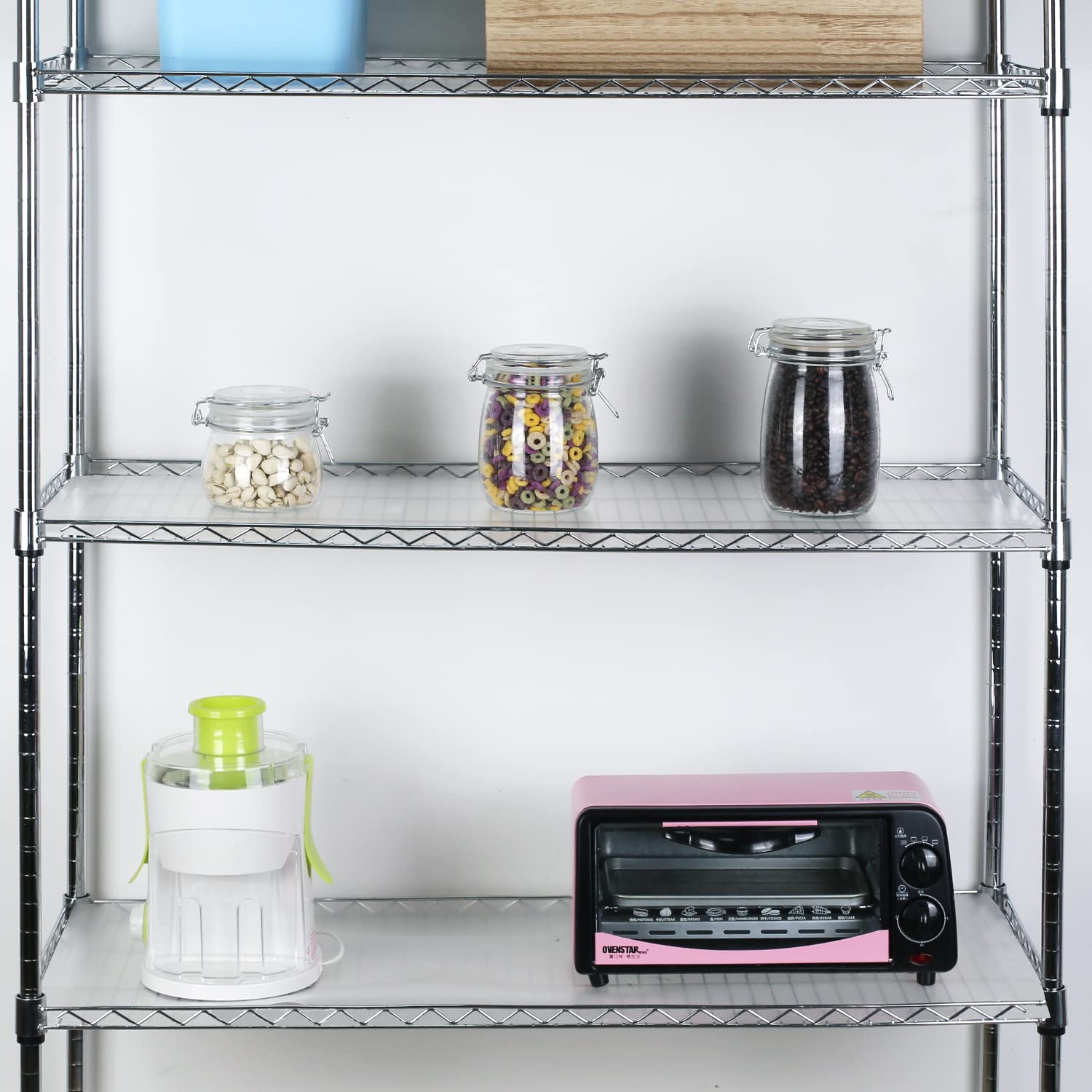 HooTown 5 Sheets Wire Shelf Liners Fit Wire Shelving Size 24 Inch x 14 Inch, Clear Frosted Hard Plastic Protector Mats for Metal Stainless Steel Garage, Cabinets, Kitchen Shelves, Shoe Rack