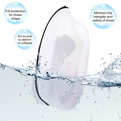 Nuogo Shoe Wash Bags Reusable Mesh Shoe Washing Bags for Washing Machine White Shoe Laundry Bag with Zipper Multi Use Laundry Travel Bag for Sneaker Cleaning (6 Pcs)