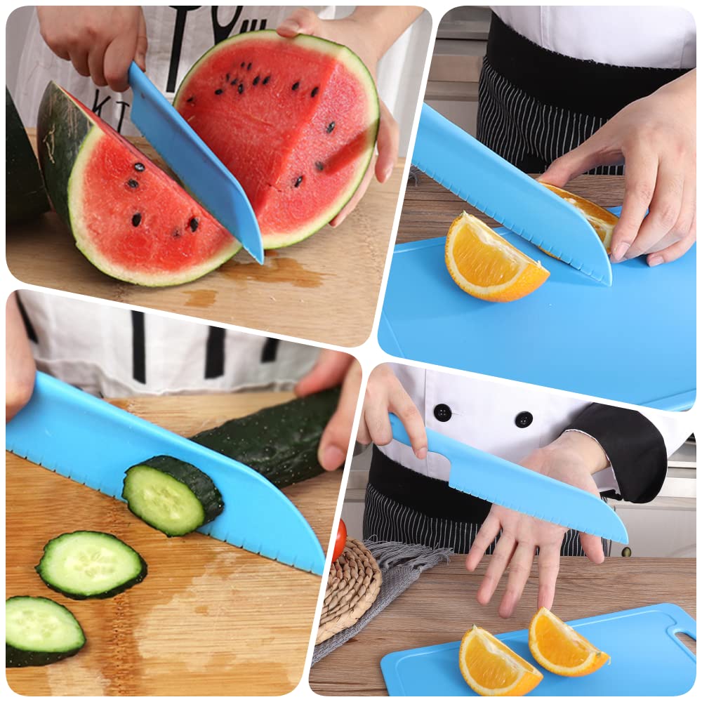 jawbush Professional Lettuce Knife to Prevent Browning, 11" Plastic Serrated Knives for Veggie, Fruit, Cake, Salad, Chef Knife for Cooking and Cutting - Safe & Durable Nylon Knife Set, 3 Pieces