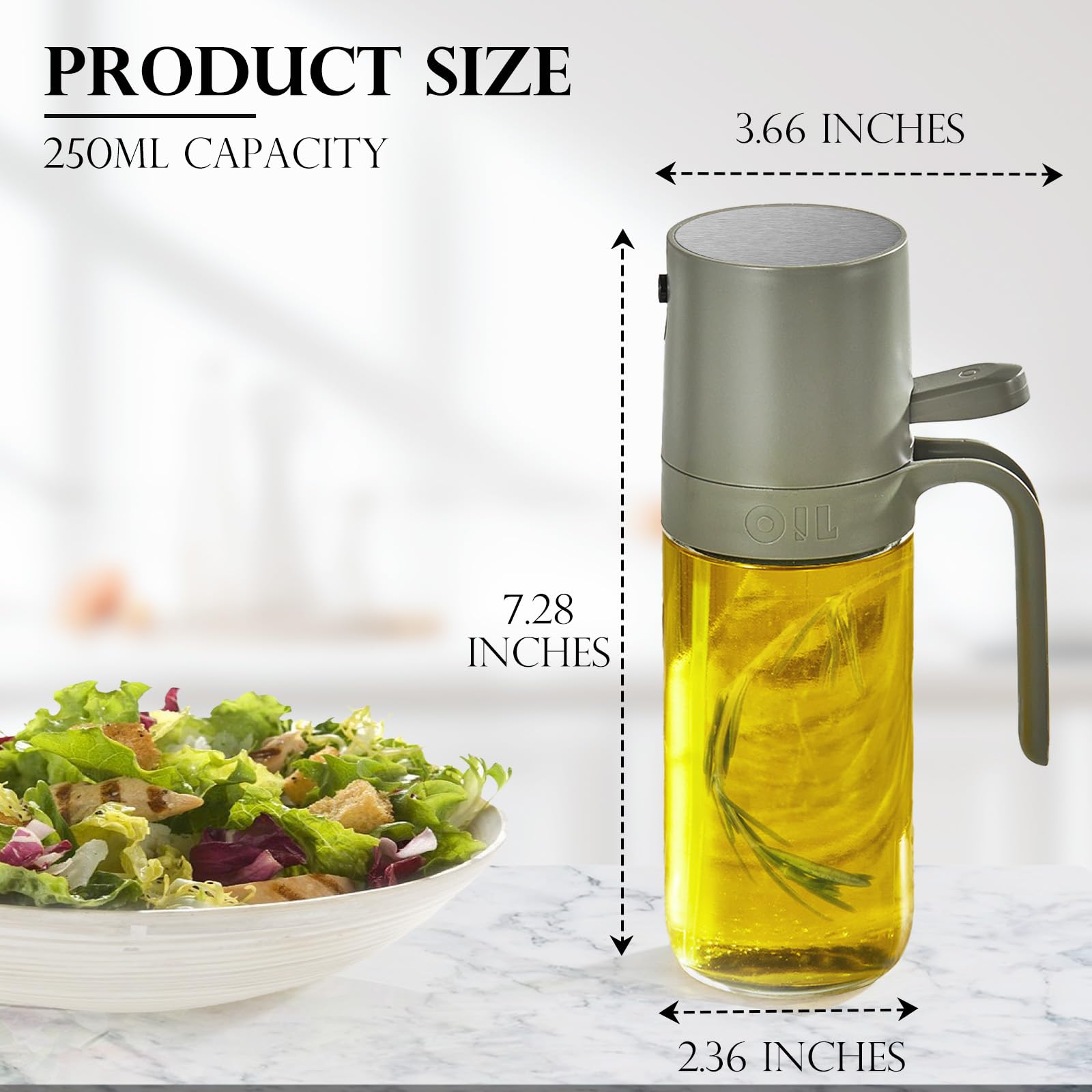 KITEXPERT Olive Oil Sprayer for Cooking - Versatile Olive Oil Spray Bottle for Cooking - 250ml/8.3oz Oil Spritzer for Air Fryer, Salad, Grilling, Roasting, Baking Essentials