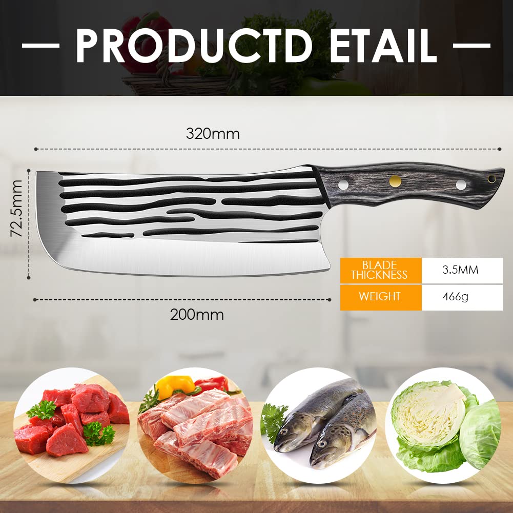 Hong Won Meat Cleave,Cleaver Knife for Meat Cutting, High Carbon German Stainless Steel with Ergonomic Handle for Home, Kitchen & Restaurant