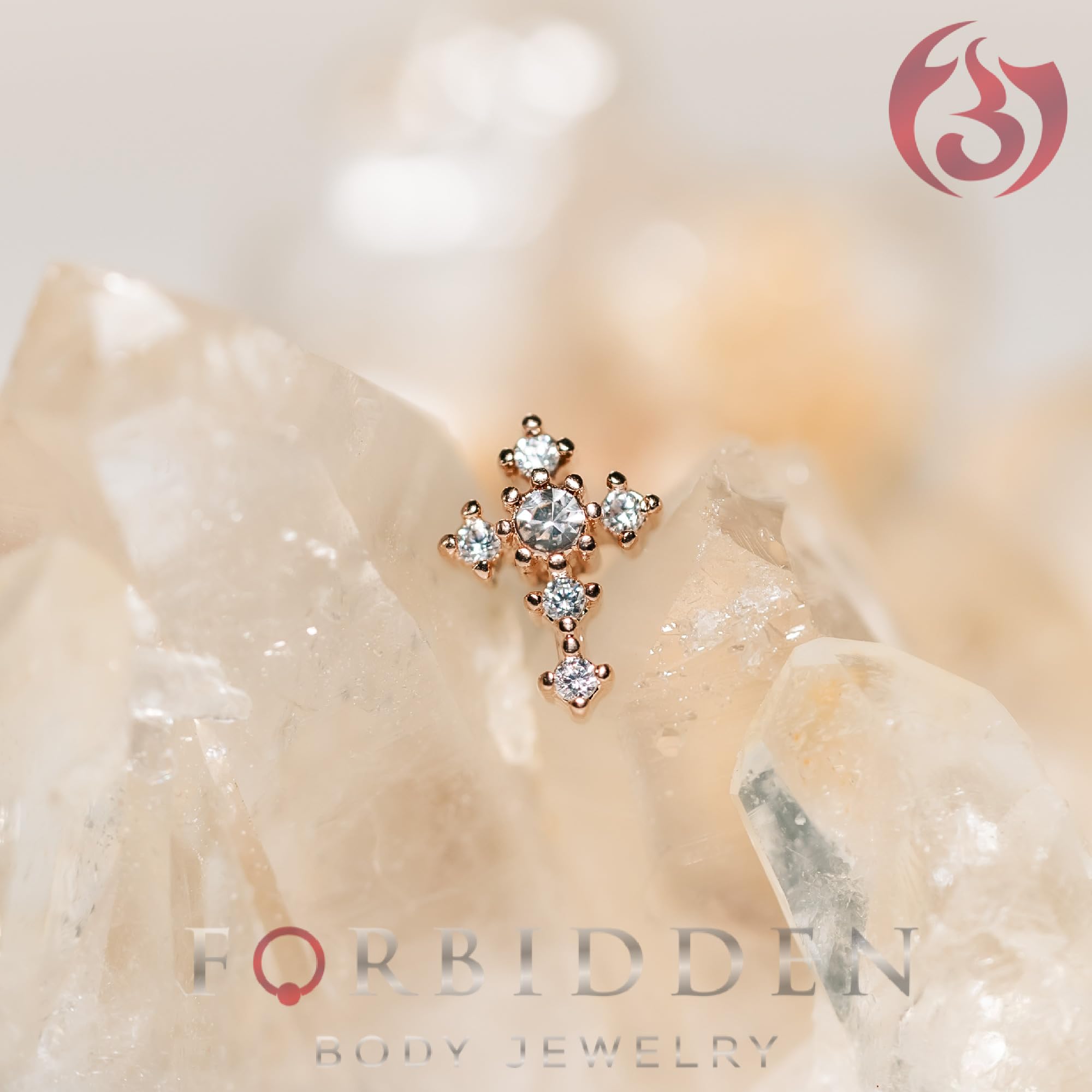 Forbidden Body Jewelry 20g Surgical Steel Large CZ Crystal Cross L-Shaped Nose Stud (Clear)