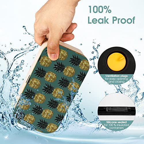 Pineapples Bento Lunch Box Leak-Proof Bento Box Food Containers with 2 Compartments for Offce Work Picnic Yellow-Style