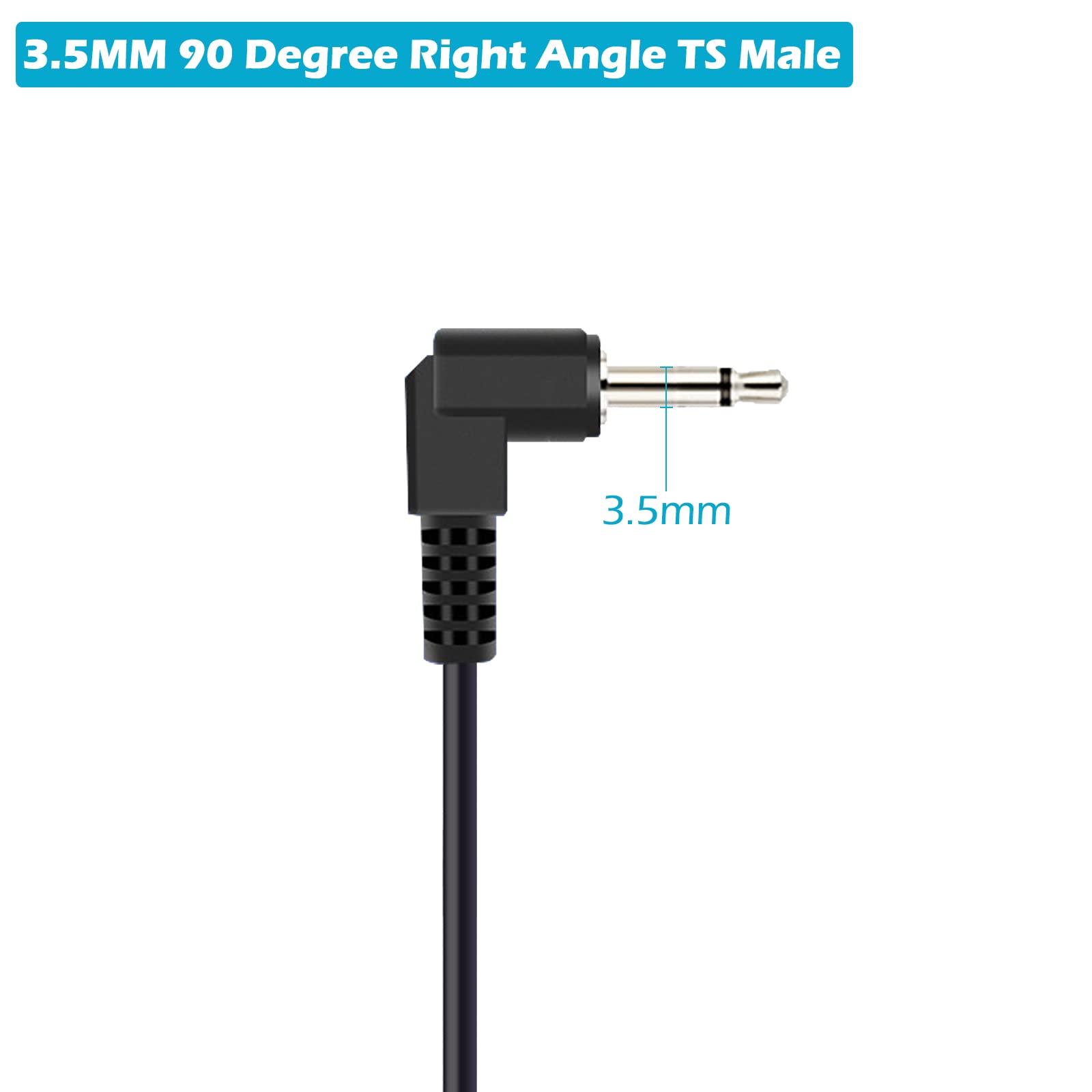 Fancasee 6 ft Replacement 3.5mm 90 Degree Right Angle Male Plug to Bare Wire Open End TS Mono 1/8" 3.5mm Plug Jack Connector Audio Cable Repair