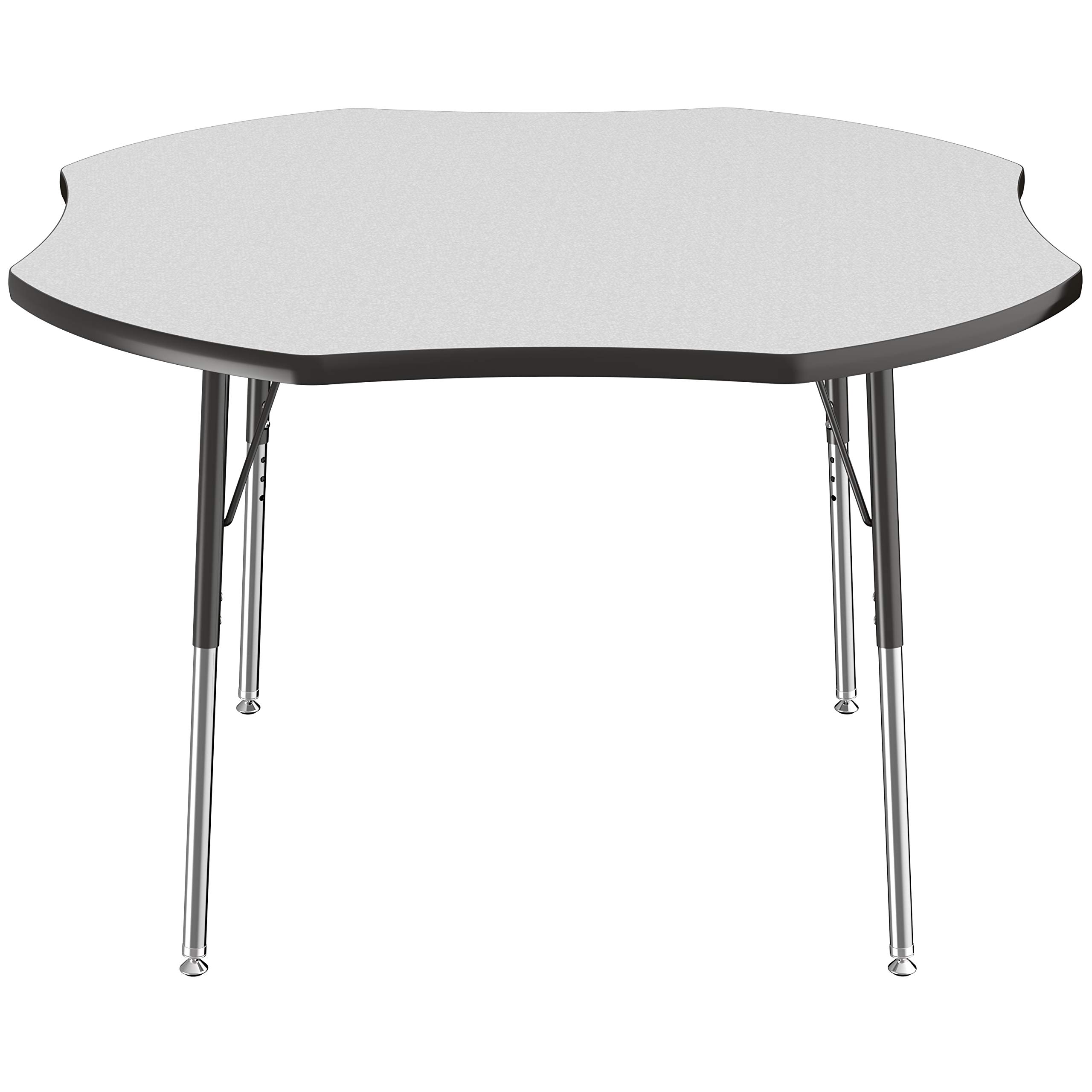 Factory Direct Partners 10082-OKBK Clover Activity School and Office Table (48" x 48"), Standard Legs with Ball Glides, Adjustable Height 19-30" - Oak Top and Black Edge