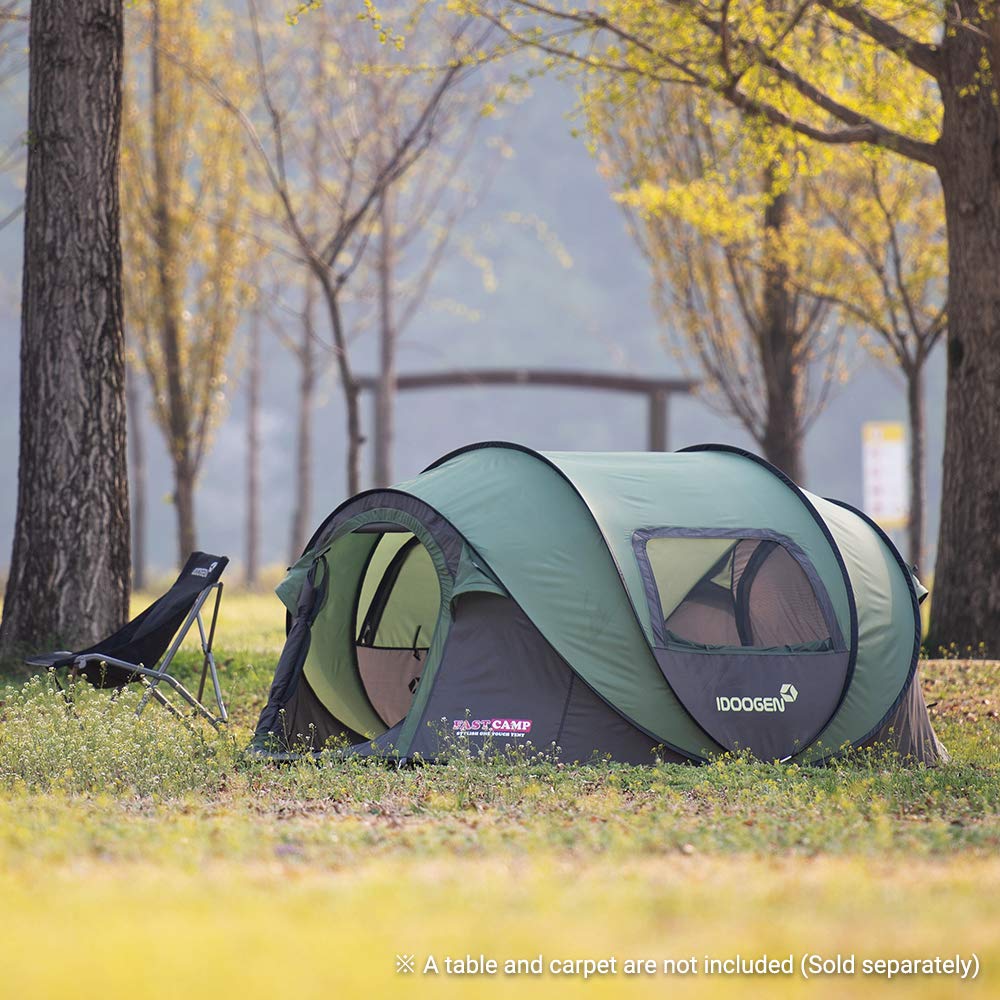 FASTCAMP OperaSuite 4-Person pop up Tent for Picnic&Camping Tent,2 Windows,Privacy Wall, (Green + Attachable Extensions)