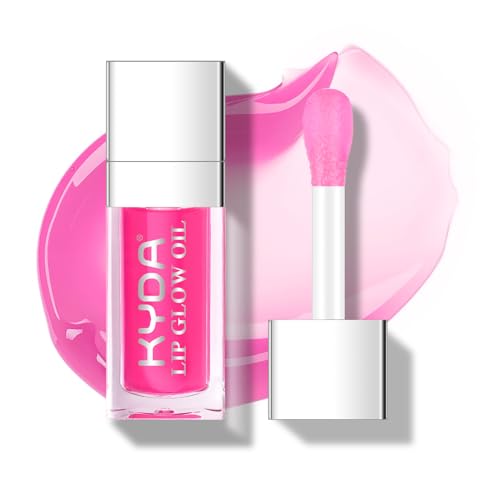KYDA Hydrating Lip Glow Oil, Moisturizing Lip Oil, Glossy Transparent Plumping Lip Gloss, Tinted Lip Oil for Lip Care and Dry Lips-Raspberry