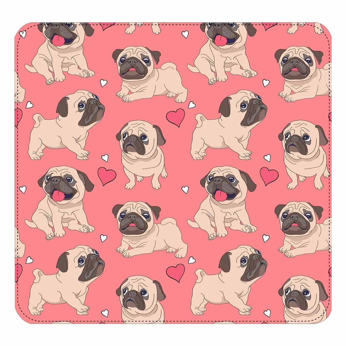 InterestPrint Bifold Wallet with Coin Pocket, Printed Leather Purse Funny Cartoon Pug Puppy