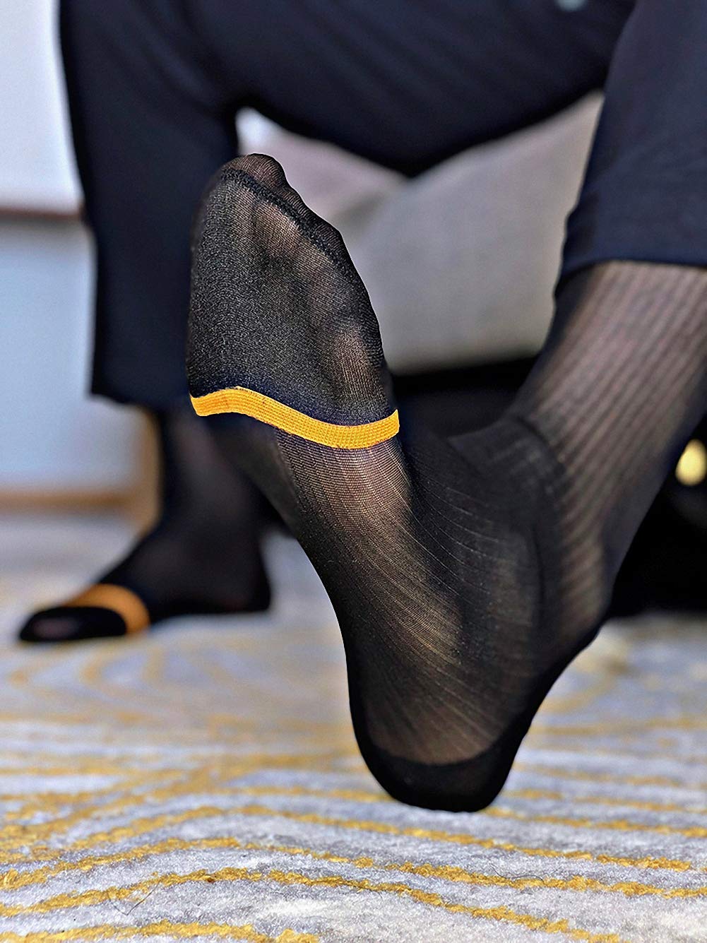 Goobester Men's Thin Silk Formal Dress Suit Transparent Sheer Male Business Dress Socks