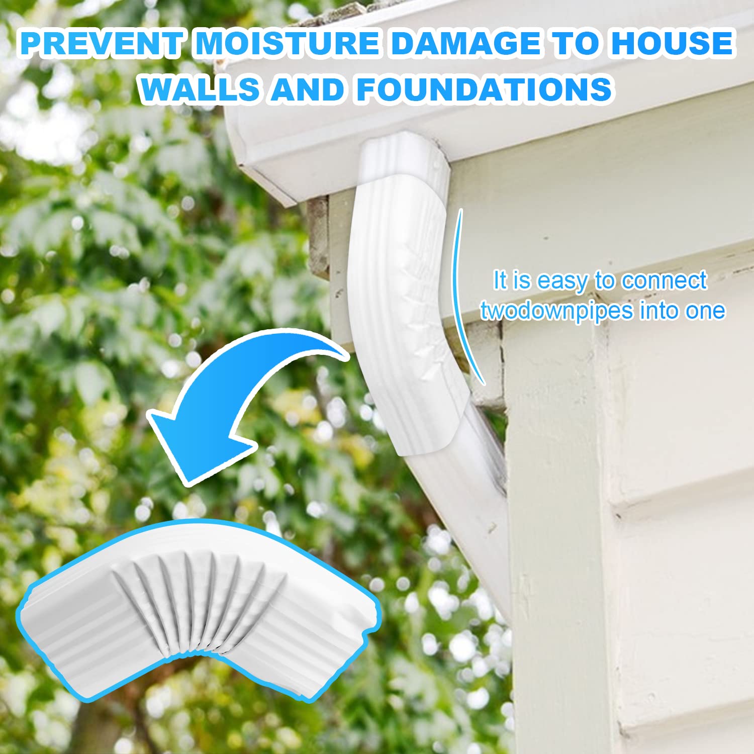 Downspout Gutter Elbow Style B 2" x 3" Angle is 75° White Aluminum 1pack