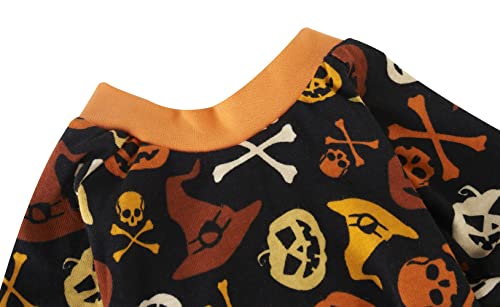 Skull Dog Pajamas Clothes Pumpkin Halloween Pet Costume for Small Dog Pajamas Onesie PJS for Pet Back Length 12"