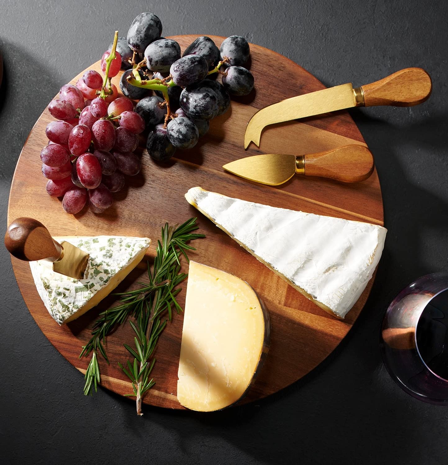Godinger Cheese Board and Knife Set, Charcuterie Boards for Meat, Acacia Wood Boards with Tools, Cutting Board, Housewarming Gift Set