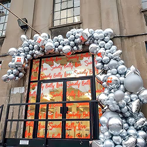 PartyWoo Metallic Silver Balloons 50 pcs 5 Inch and Diamond Silver Foil Balloons 6 pcs