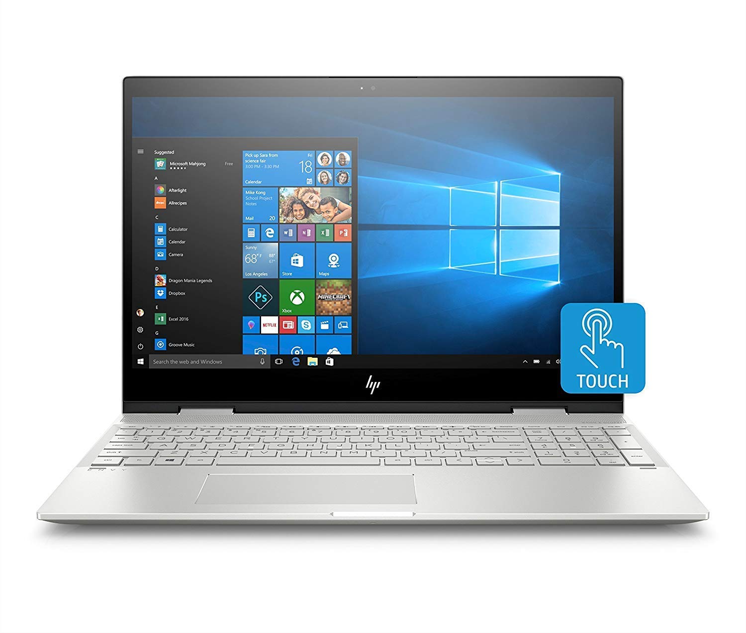 HP Envy x360 2 in 1 Laptop Premium 2019, Intel Quad-Core i5-8265U(>i5-8250U), 15.6" FHD IPS Touchscreen, 8GB DDR4, 512GB PCIe SSD, Backlit Keyboard Fingerprint HDMI BT 5.0 WiFi USB-C Win 10
