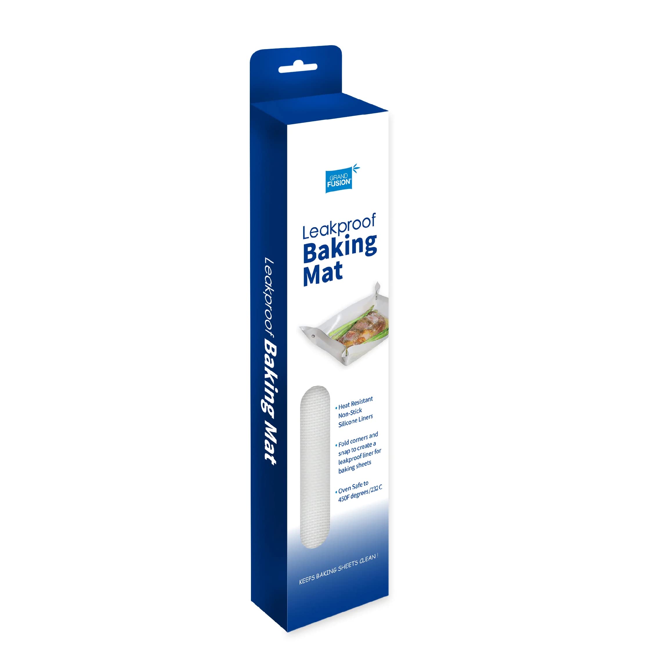 Grand Fusion 2 in 1 Silicone Baking Mat, Corner Clip for Leak Proof Baking Pan or Unclip for Flat Baking Sheet Liner, 11.8 x 15.75 in. BPA-Free and Non-Stick. Chef's Essentials. Pack of 1