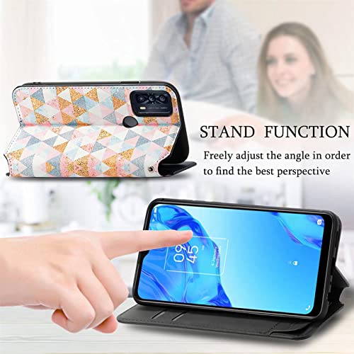 FTRONGRT Case for Tecno POP 2F, with Mobile Phone Holder, Fall-Proof, Suitable for Tecno POP 2F Folding Mobile Phone Leather Protective Shell.Nordic Rhombus