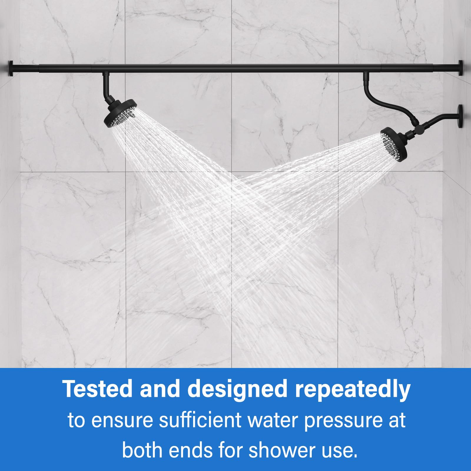 NTPN Dual Shower Head for Couples, Double Shower Head System for Two People, High Pressure and Adjustable Double Shower with Multimodal Shower Head fits 2 Person (Black)