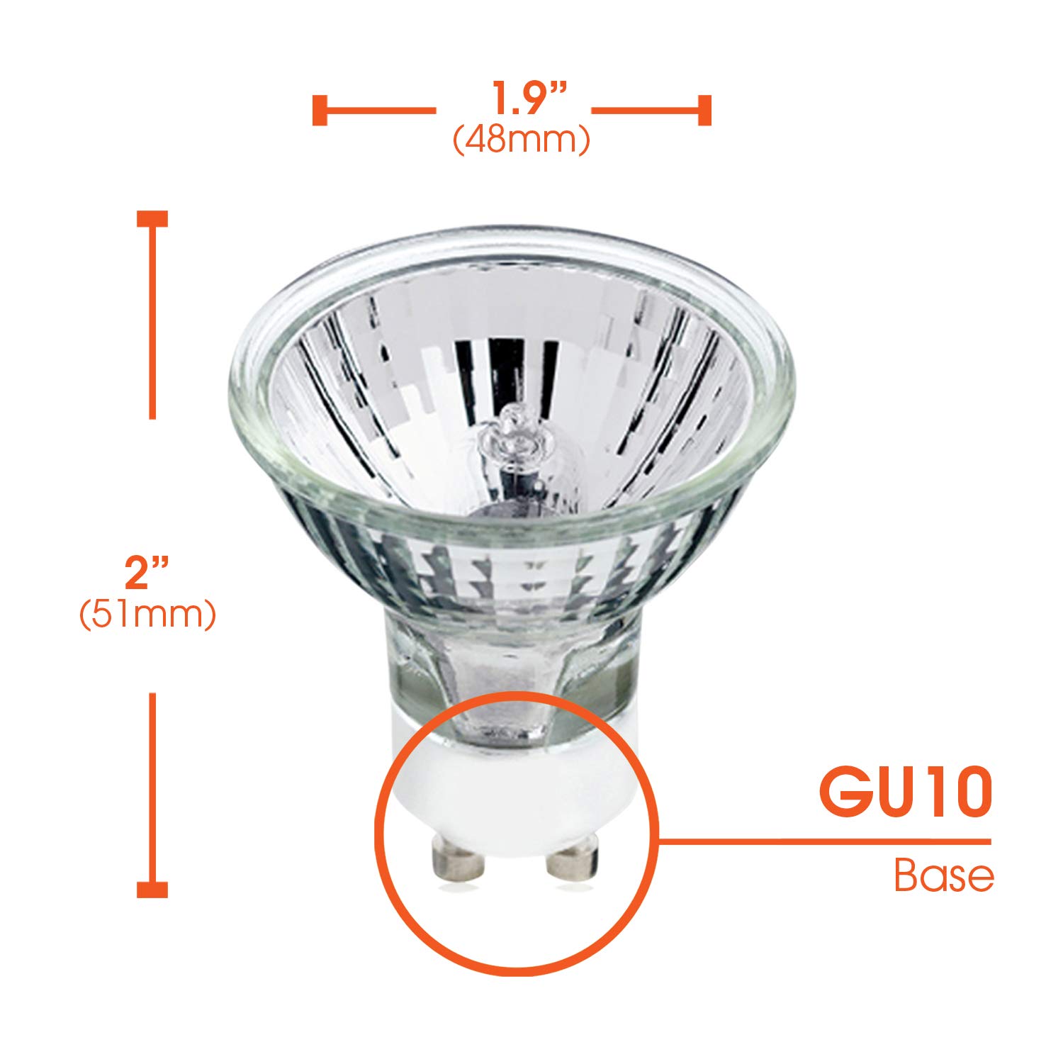 Xtricity Halogen 20W GU10 Bulb Glass Spotlight Light Bulb, 20W, Dimmable, 2700K Soft White, 190 Lumens, GU10 Stove Hood Light Bulbs 120V, (6 Pack)