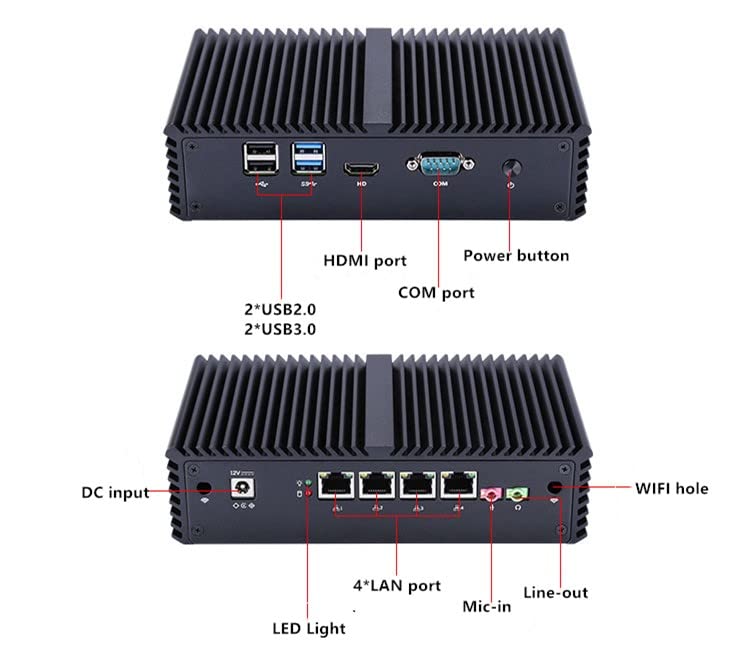 InuoMicro Fanless Mini PC G4200L with 4Gb Ddr3 Ram 64Gb Ssd,4 Nics Fanless Linux Mini Pc,Core I5-4200U, Dual Core 1.6Gh, AES-Ni Firewall Router/Small Business Desktop Pc