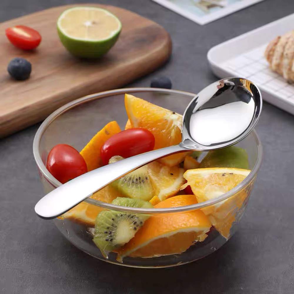 Qualizon 18/8 Stainless Steel Adult Soup Spoon Big Round Spoons Large Heavy Weight Dinner Spoon 4-Piece (7.2Inch)