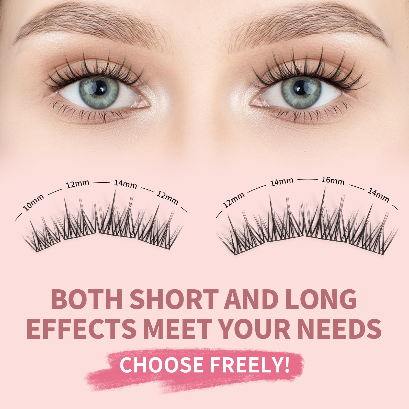 MLEN DIARY 296 Lash Clusters With Glue Individual Lashes Natural Eyelash Extension 4 in 1 False Lashes Manga Lashes Natural Look 9-12mm Lashes Wispy Cat Eye Lashes Fluffy Anime Eyelashes Extension Kit