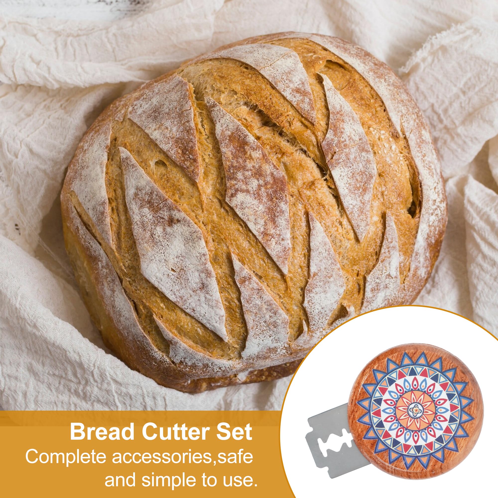 Purdaz UFO Bread Lame Cutter,Wooden Bread Lame Scoring Tool,Bread Dough Cutter-Multiple Styles,Easy to Operate-Bread Scoring Knife with 1 Leather Bag and 5 Razor Blades