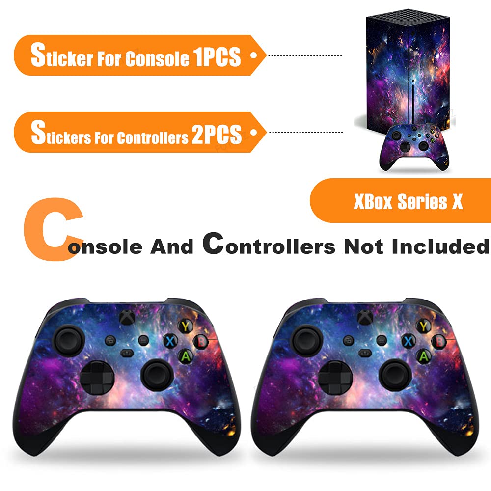 FOTTCZ Vinyl Skin for Xbox Series X Console and Controllers, Sticker Decal Protect Xbox Series X Devices - Nebula Collision