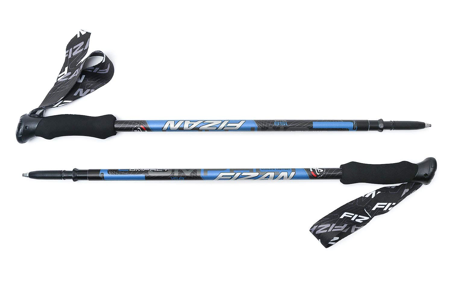 DROP + Fizan Compact Trekking Poles – Ultralight, Backpacking, Thru Hiking Poles, Adjustable, Collapsible, Customized Fit, EVA Grips, Blue (158 Grams Each)