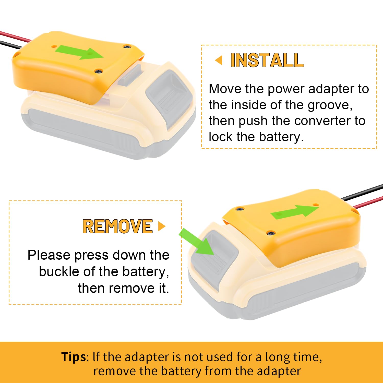 Kzreect Power Wheels Adapter for Dewalt 20V Battery Adapter, 20V Power Wheels Battery Converter Kit with Fuses Holder and Switch, Wire Terminals, 12AWG Wire for RC Car Toys Truck Adapter Set (1 Pack)