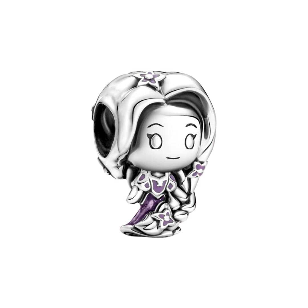 Jahn S925 Charms - Sterling Silver Cartoon Princess Charm - Bracelet Charms - Compaitble With Pandora Charm Bracelets (Tangled, Rapunzel Charm)