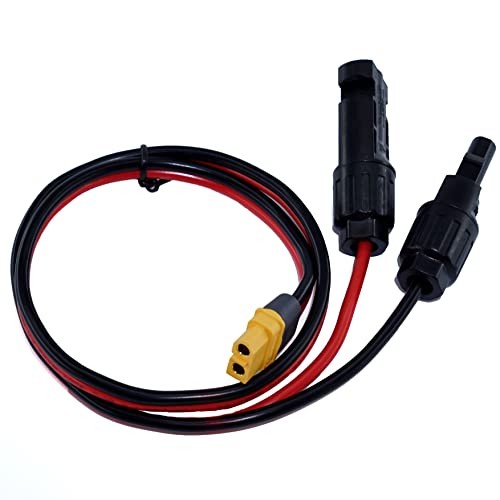 iHaospace Solar Connector to XT60 Cable,12AWG 2FT XT60 Adapter Extension Charger Cable Compatible with Ecoflow Delta 2 River 2 Pro Mini / EB55 Power Station Solar Panel Solar Generator