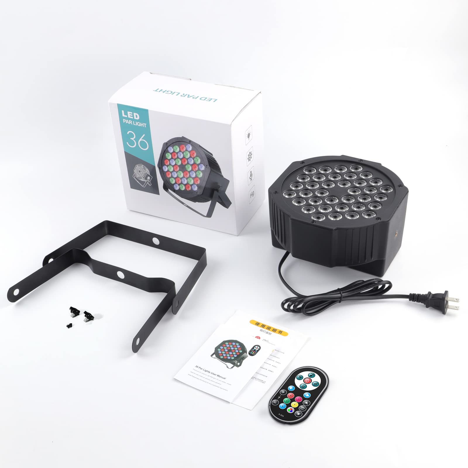 JAJALUYA LED Par Lights 36 LED Stage Lights 7 Modes RGB DJ Lights with Sound Activated Remote and DMX Control DJ Uplighting for Birthday Party Events Wedding Christmas Stage Lighting (4 Packs)