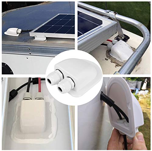 LITEMATIRA Solar Double Cable Entry Gland Box for RV, Boat, Caravan Roof Wire Connector Junction Holder Accessories(White)