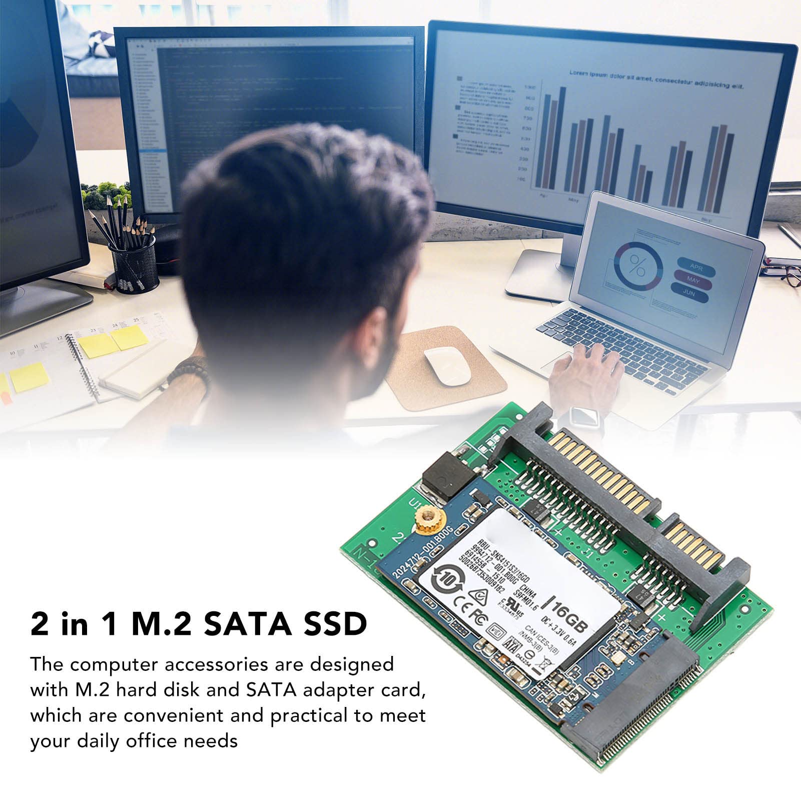 LBEC Adapter M.2 SSD, PCB Stable Reliable M.2 Hard Drive Plug and Play for Home for Office 16GB