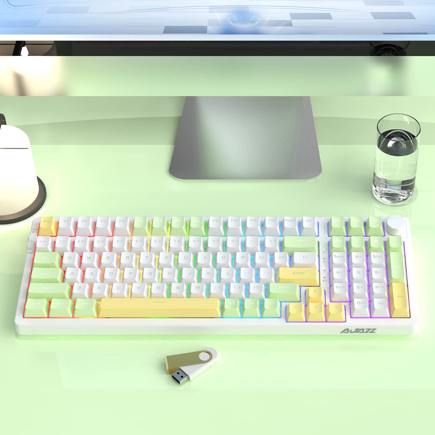 NACODEX AK992 99 Key Hot Swappable RGB Custom Gaming Keyboard | 4000mAh Bluetooth /2.4G /Wired PC Gaming Custom Keyboard with Volume Knob | OEM PBT Keycaps (Blue Switch)
