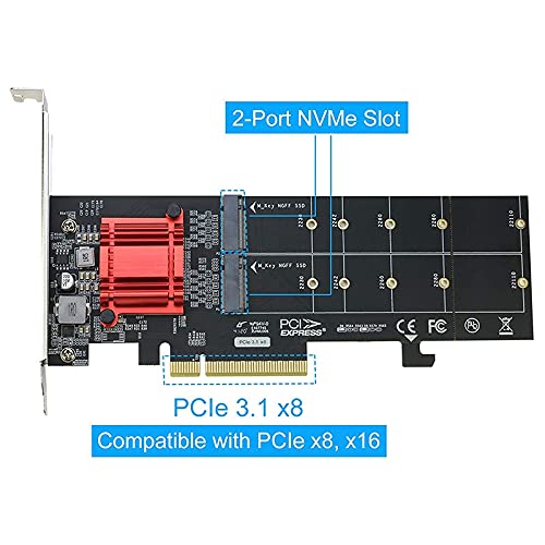LABELLE NVMe PCIe Adapter,M.2 NVMe SSD to PCIE 3.1 X8/X16 Card Support M.2 (M Key) NVMe SSD 22110/2280/2260/2242