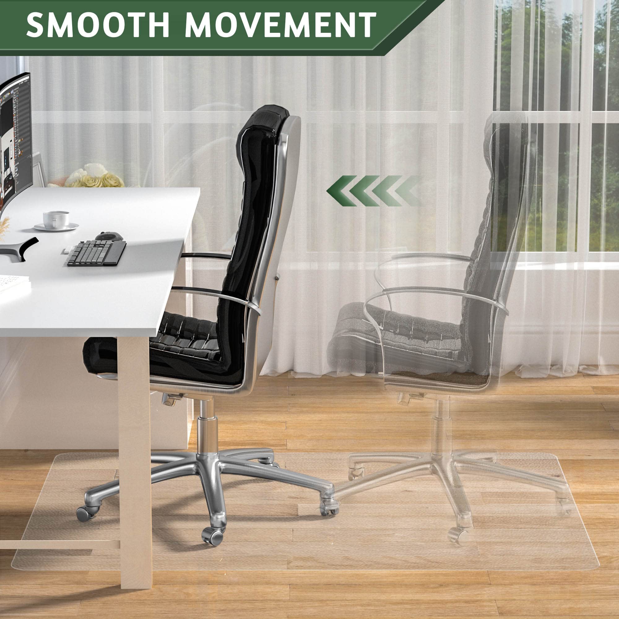 Futurwit Office Chair Mat for Hardwood Floor, 48" x 30" Clear Desk Chair Mat, Transparent Plastic Chair Mat for Rolling Chairs, Easy to Clean (Rectangle)