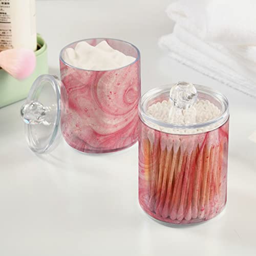 SUABO Plastic Jars with Lids,Pink MarbleStorage Containers Wide Mouth Airtight Canister Jar for Kitchen Bathroom Farmhouse Makeup Countertop Household,Set 4