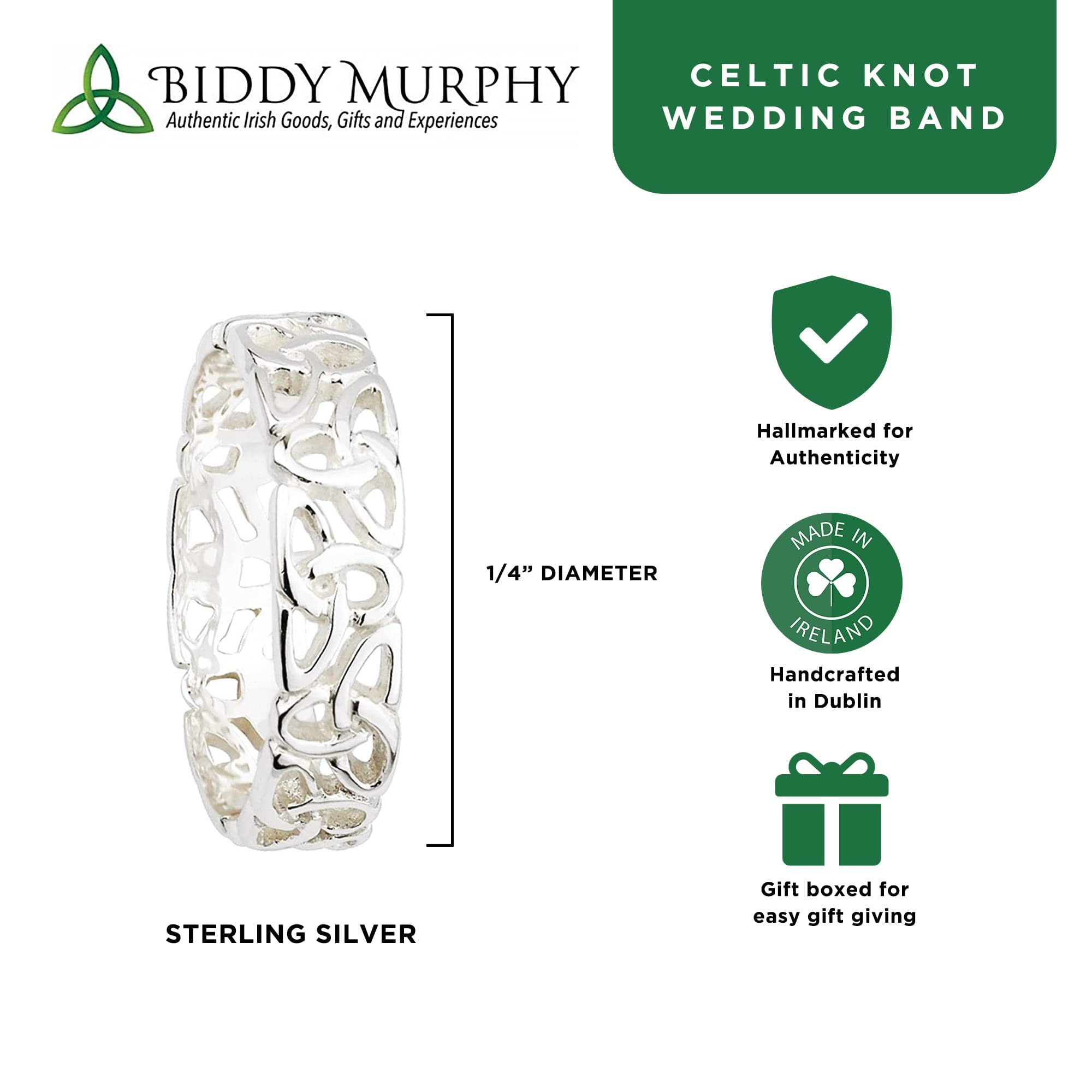 Failte Womens Celtic Knot Ring Sterling Silver Made in Ireland Size 7