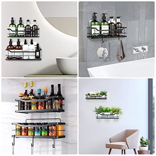 steauty Shower Caddy,3-Pack Bathroom Organizer, Unique Mesh Bottom Design of Shower Shelves, 2 Install Methods(Self Adhesive & Screw),Black Shower Shelf for Inside Shower