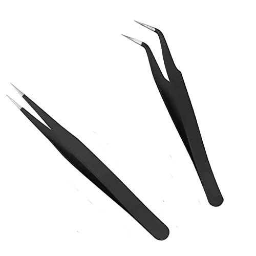 Nail Art Tweezers Nail Rhinestone Picker Tool Nail Sticker Tweezers 2 Pcs Black