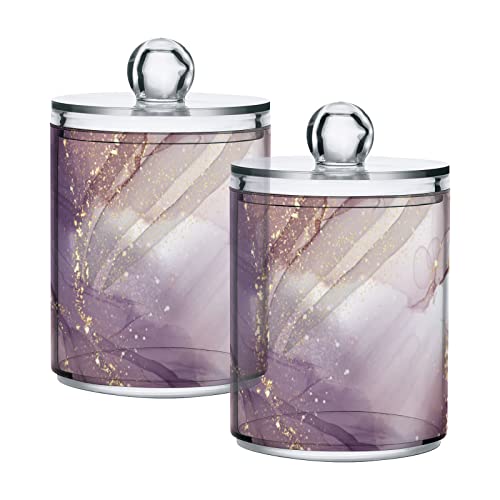 SUABO Plastic Jars with Lids,Purple MarbleStorage Containers Wide Mouth Airtight Canister Jar for Kitchen Bathroom Farmhouse Makeup Countertop Household,Set 2