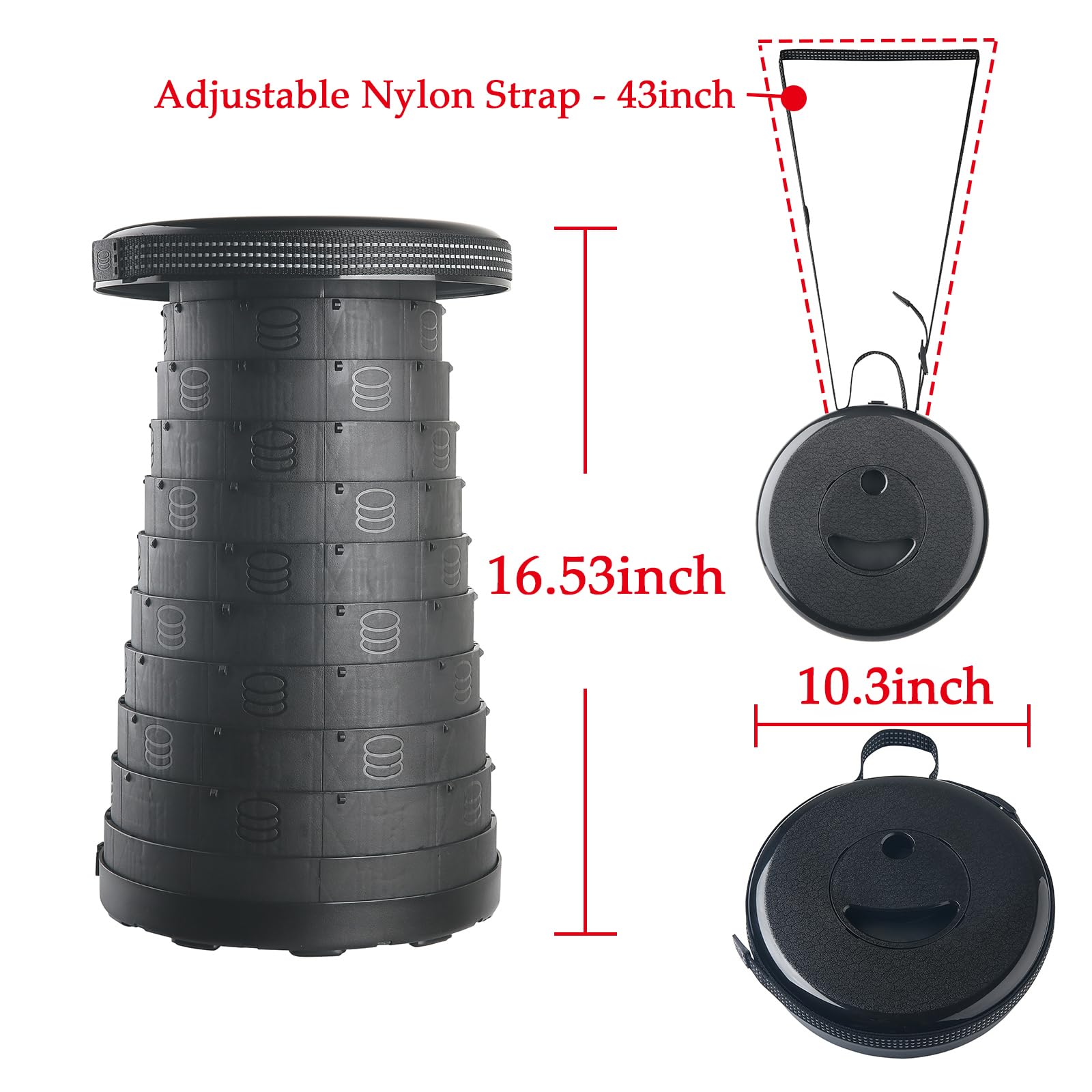 GaiGaiMall Portable Telescoping Stool Folding Camping Stool Seat for Fishing Hiking Traveling Outdoor Activities