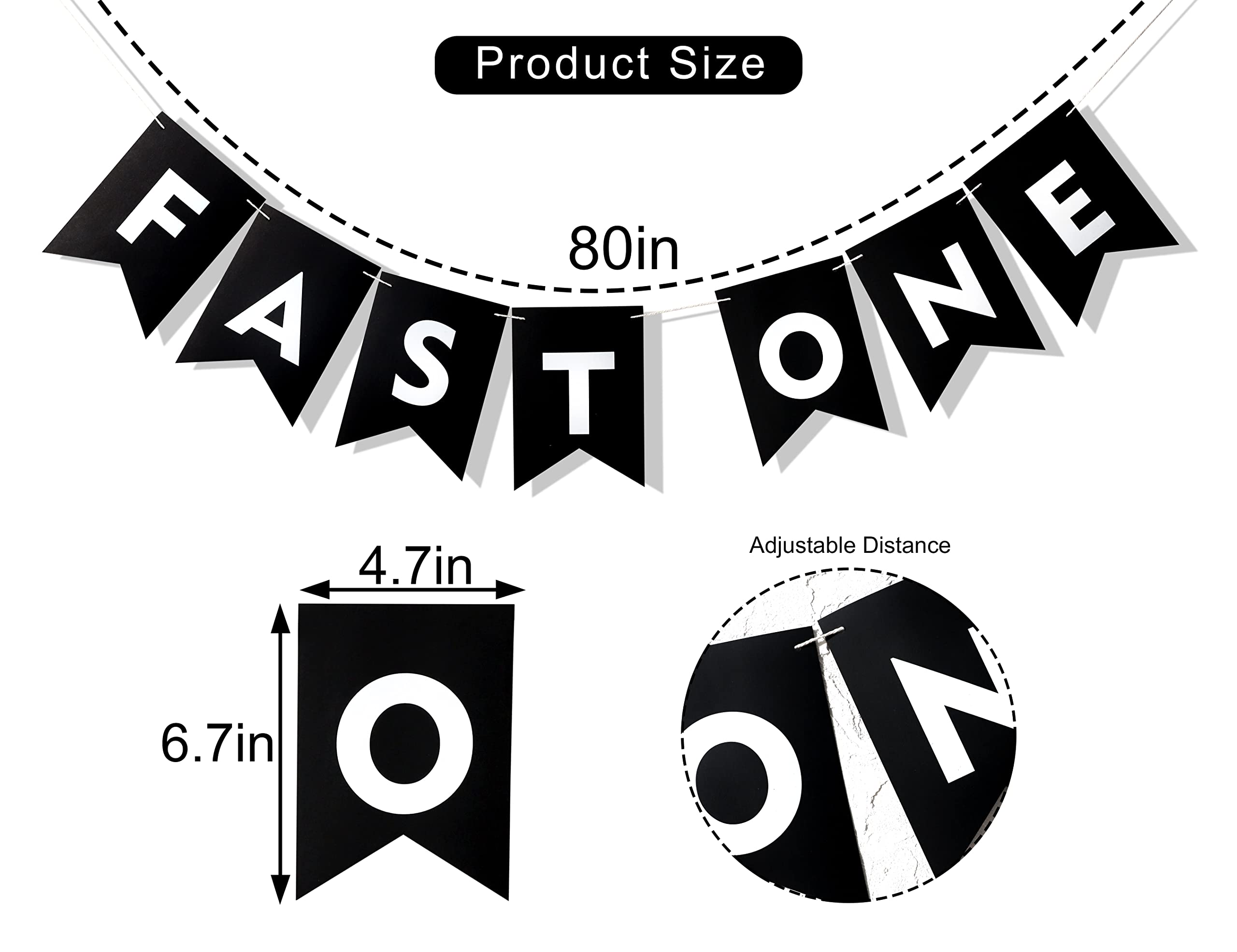 Fast One Banner - Fast One Car Birthday Party, Fast One Flag Banner, First Birthday Party, Vroom Car Party, Fast One Party Decoration