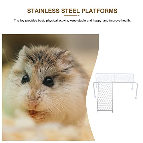 PATKAW Hamster Cage Platform Stainless Steel Rutin Chicken Rack Wire Chicken Coop Platform with Climbing Ladder for Mouses Rat Gerbil Dwarf Hamster