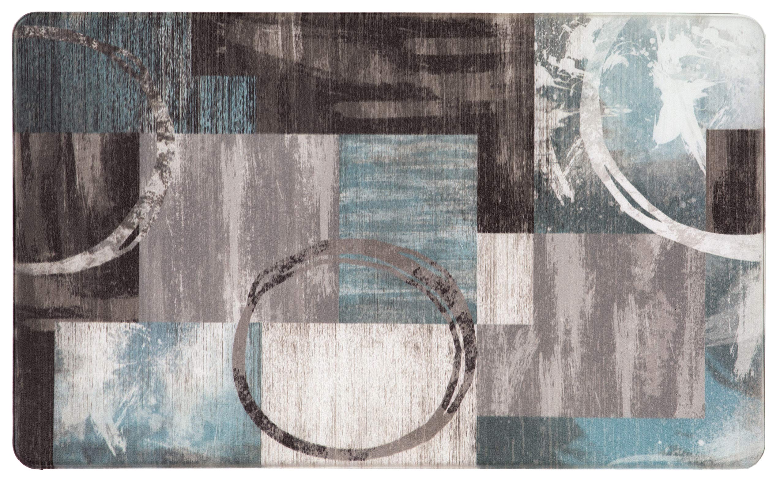 Rugshop Contemporary Abstract Circles Anti Fatigue Standing Mat 18" x 30" Gray