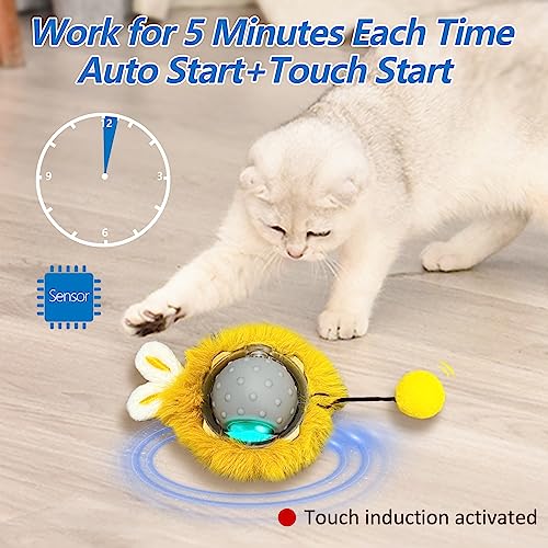Sofolor Motion Activate Interactive Cat Toys - Automatic Moving Ball Toys for Indoor Cats, Self Rotating Ball with Lights, Electric Cat Mice Toys, USB Rechargeable,Auto On/Off