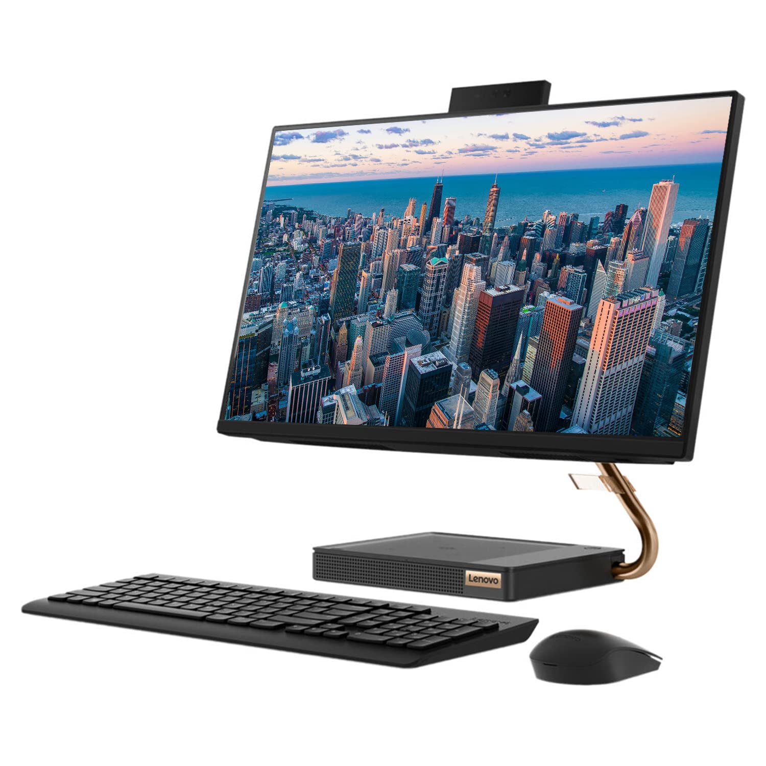 Lenovo IdeaCentre 5 All-in-One Business Desktop, 23.8" FHD IPS Non-Touch Display, Intel Core i5-10400T, 16GB RAM, 512GB PCIe SSD, Webcam, Wireless Keyboard & Mouse, Windows 11 Pro, Black