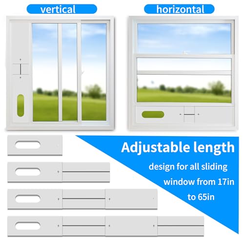 Humhold Portable Air Conditioner Window Vent Kit,4 Packs PVC Seal Panel, Max Adjustable Length 65 Inch, 5.9" Diameter Coupler, Universal Portable AC Duct Kit for Sliding Vertical & Horizontal Window